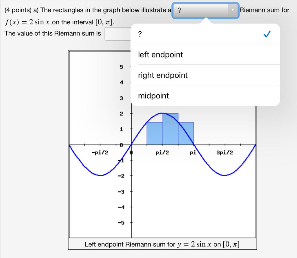 Solved Riemann sum for (4 points) a) The rectangles in the | Chegg.com