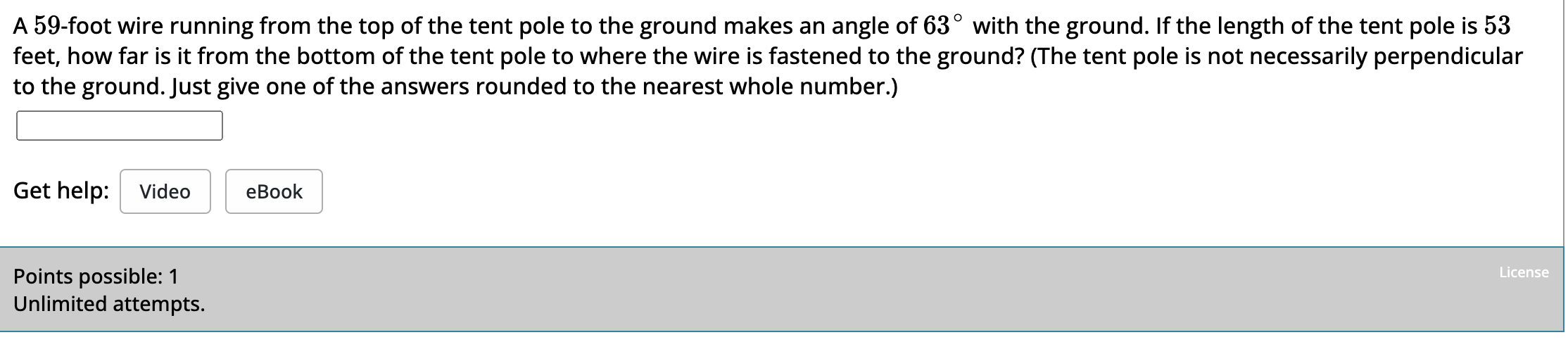 Solved A 59 -foot wire running from the top of the tent pole | Chegg.com