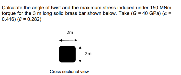 Solved Calculate the angle of twist and the maximum stress | Chegg.com