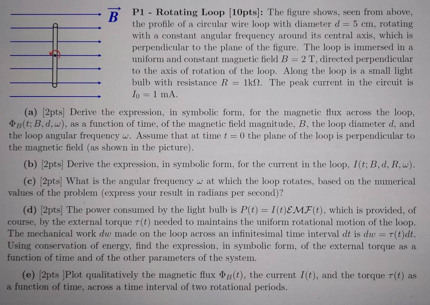Solved B P1 - Rotating Loop [10pts]: The figure shows, seen | Chegg.com