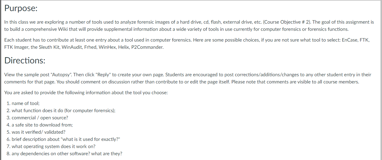 Solved Purpose: In this class we are exploring a number of | Chegg.com