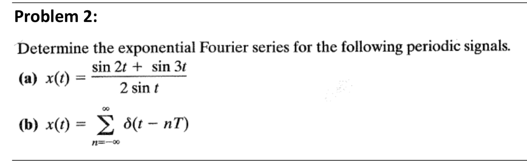 Solved Problem 2: Determine the exponential Fourier series | Chegg.com