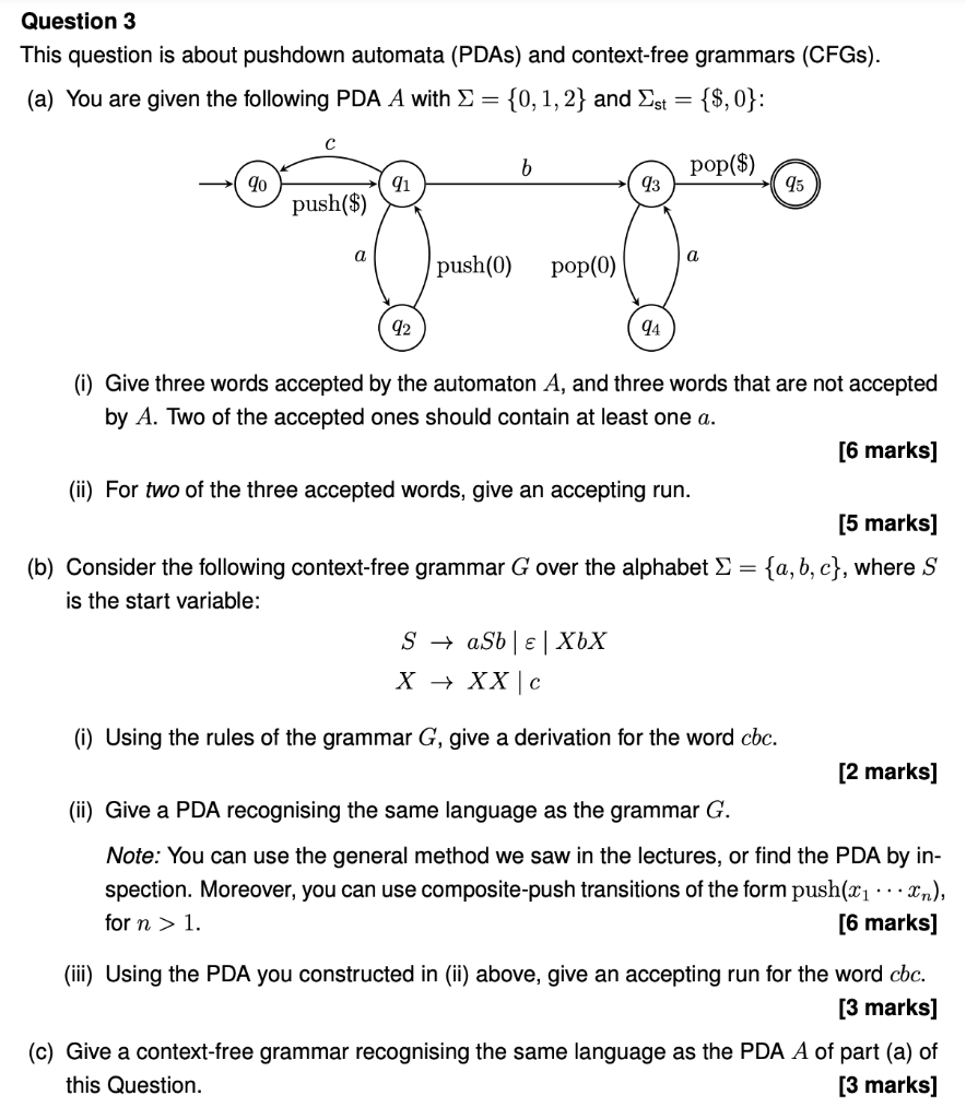 Solved Question 3 This question is about pushdown automata | Chegg.com