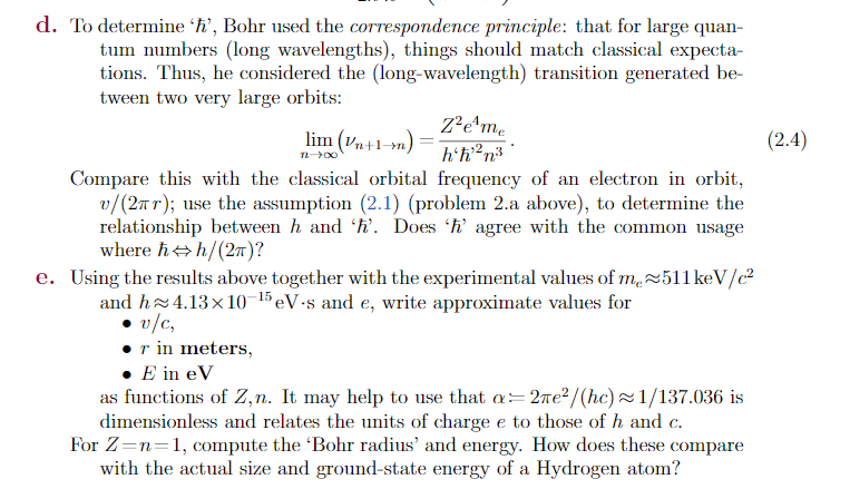 Solved In 1911, Niels Bohr argued on dimensional grounds | Chegg.com