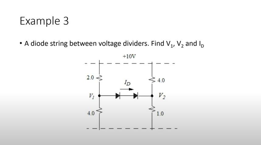 Solved Example 3 • A diode string between voltage dividers. | Chegg.com