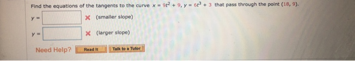 Solved Find the equations of the tangents to the curve x-9t2 | Chegg.com