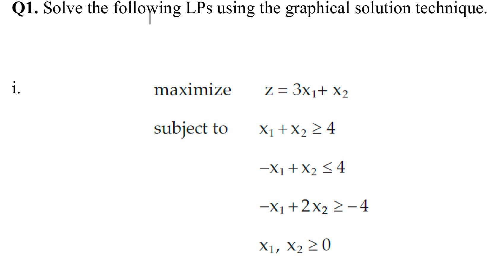 Solved Q1. Solve the following LPs using the graphical | Chegg.com