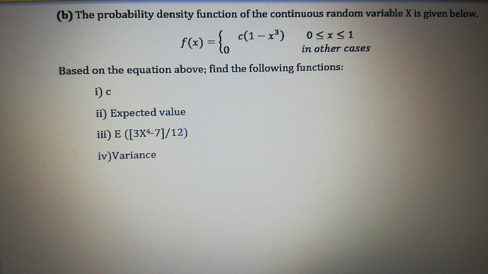 Solved The probability density function of the continuous | Chegg.com