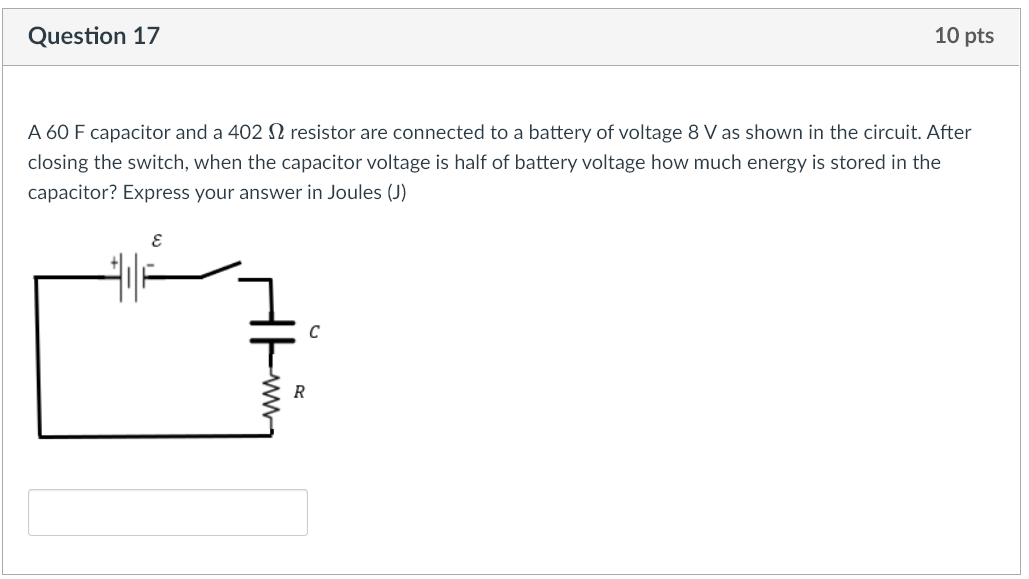 Solved Question 17 10 pts A 60 F capacitor and a 402 12 | Chegg.com
