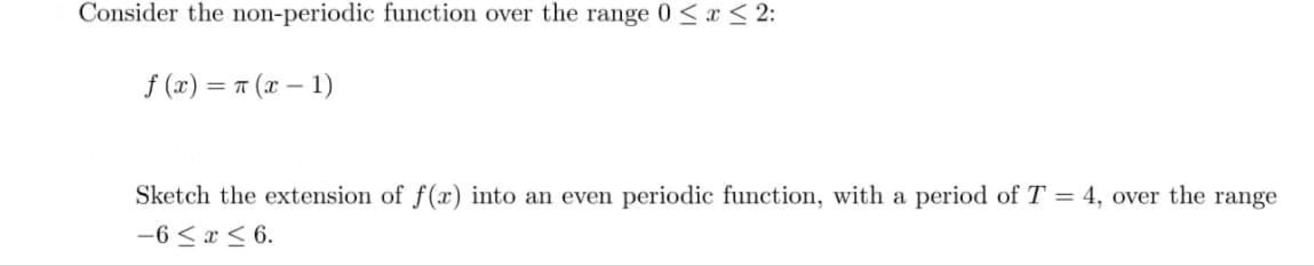 Solved Consider the non-periodic function over the range 0