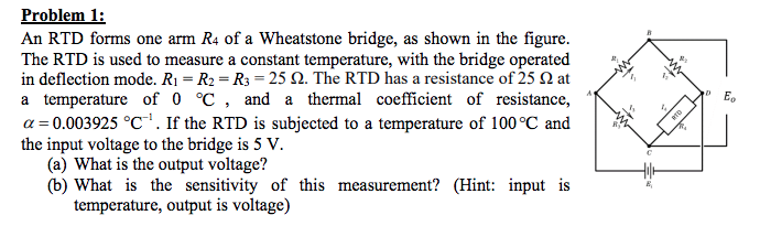 Solved An RTD forms one arm R4 of a Wheatstone bridge, as | Chegg.com