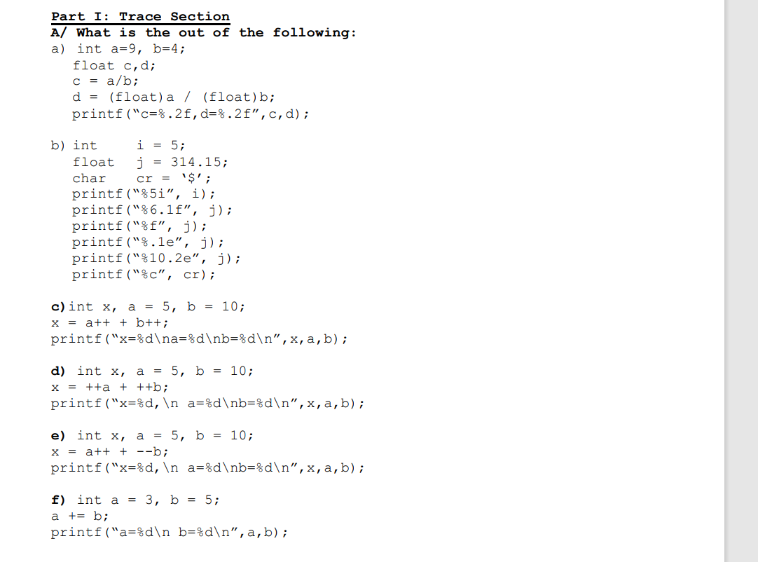 Solved Part I: Trace Section A/ What is the out of the | Chegg.com