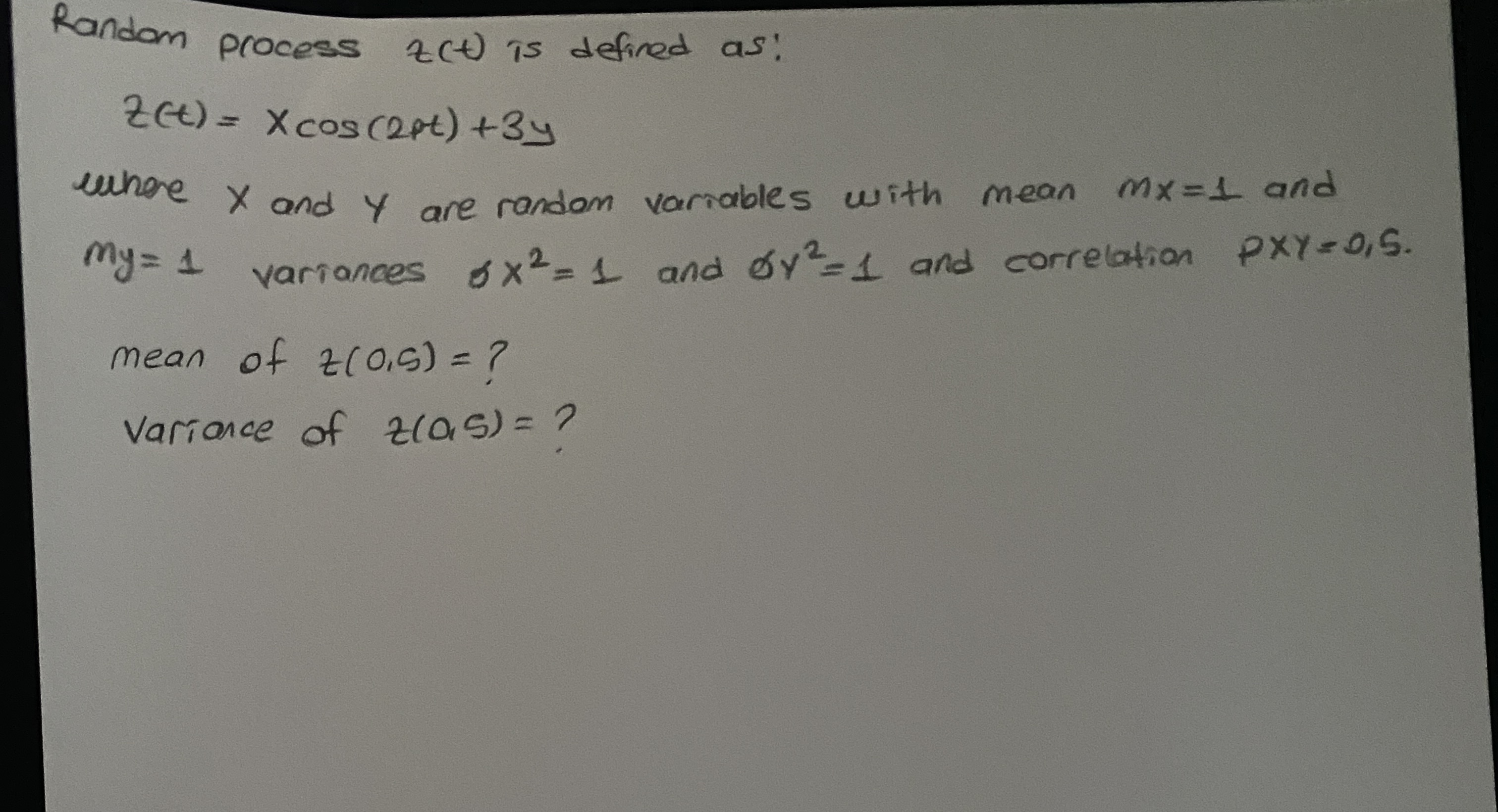 Solved Random process z(t) is ﻿defined | Chegg.com