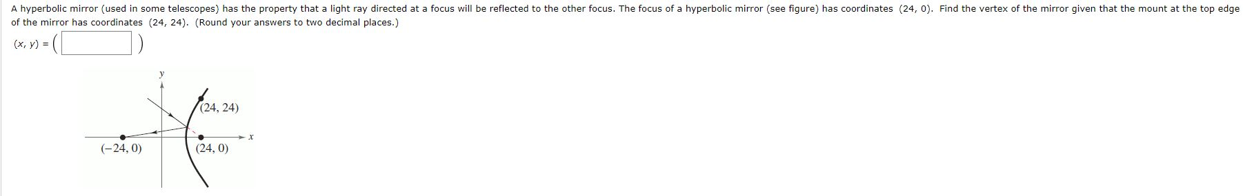 Solved A hyperbolic mirror (used in some telescopes) has the | Chegg.com