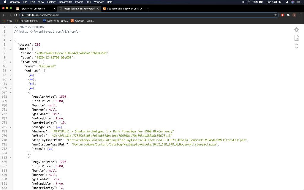 Solved Swift error creating struct model for JSON | Chegg.com