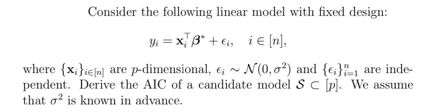 Consider the following linear model with fixed | Chegg.com
