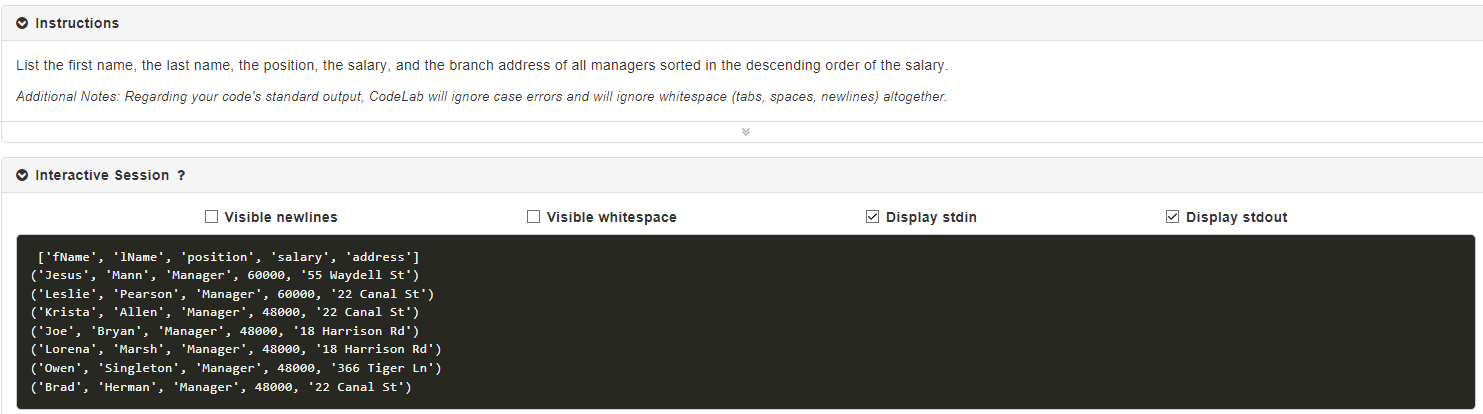 Solved Jsing a subquery, list the first name, the last name, | Chegg.com