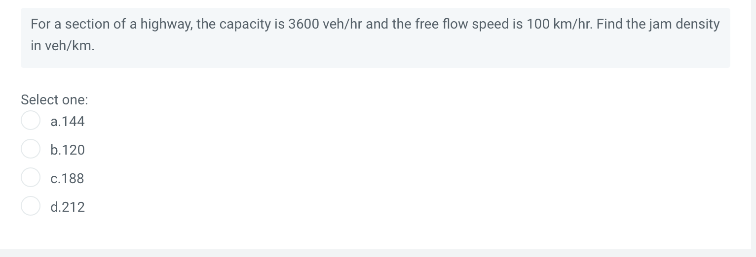 Solved For a section of a highway, the capacity is | Chegg.com