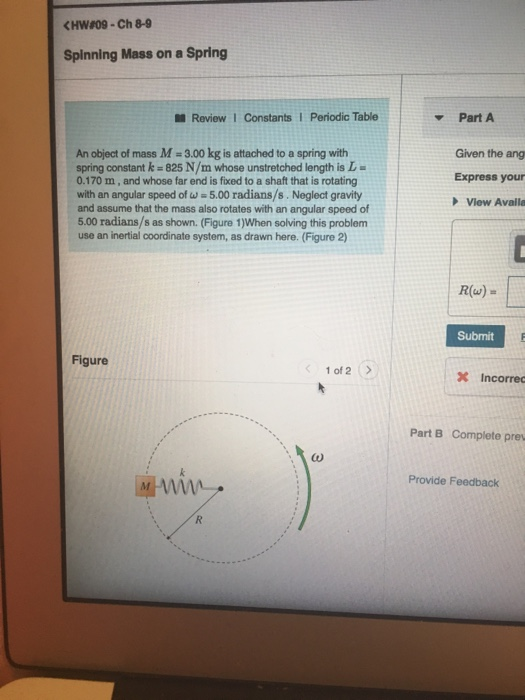 Solved Hw/09-Ch 8-9 Spinning Mass on a Spring Review 1 | Chegg.com