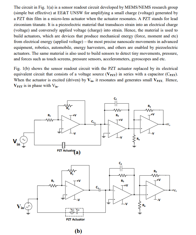 Solved The circuit in Fig. 1(a) is a sensor readout circuit | Chegg.com