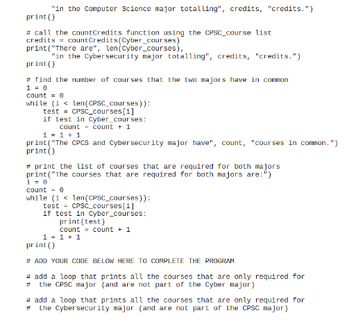 Solved # This function takes a parameter called courselist, | Chegg.com