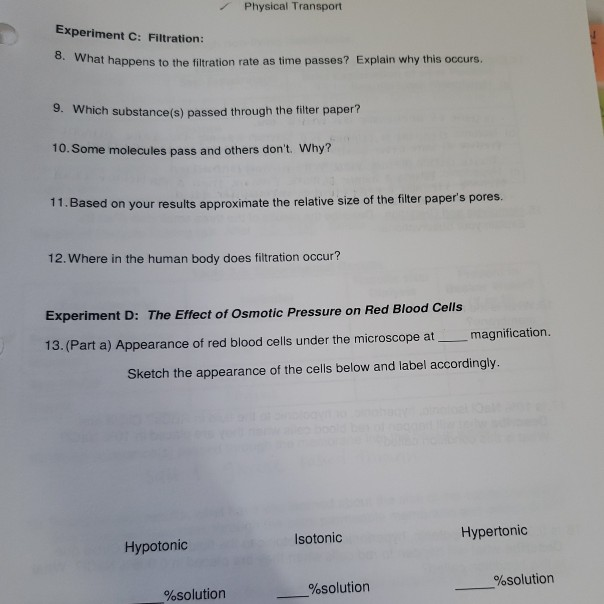 Solved Filtration experiment: Filtration is a method to | Chegg.com