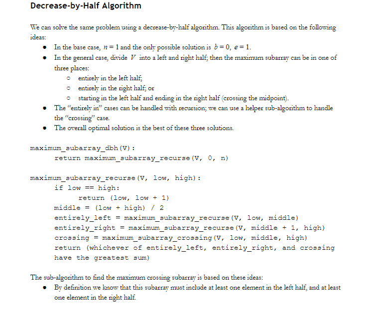 Solved Decrease-by-Half Algorithm We can solve the same | Chegg.com