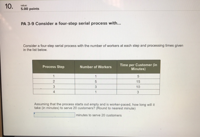 Solved Consider a four-step serial process with the number | Chegg.com