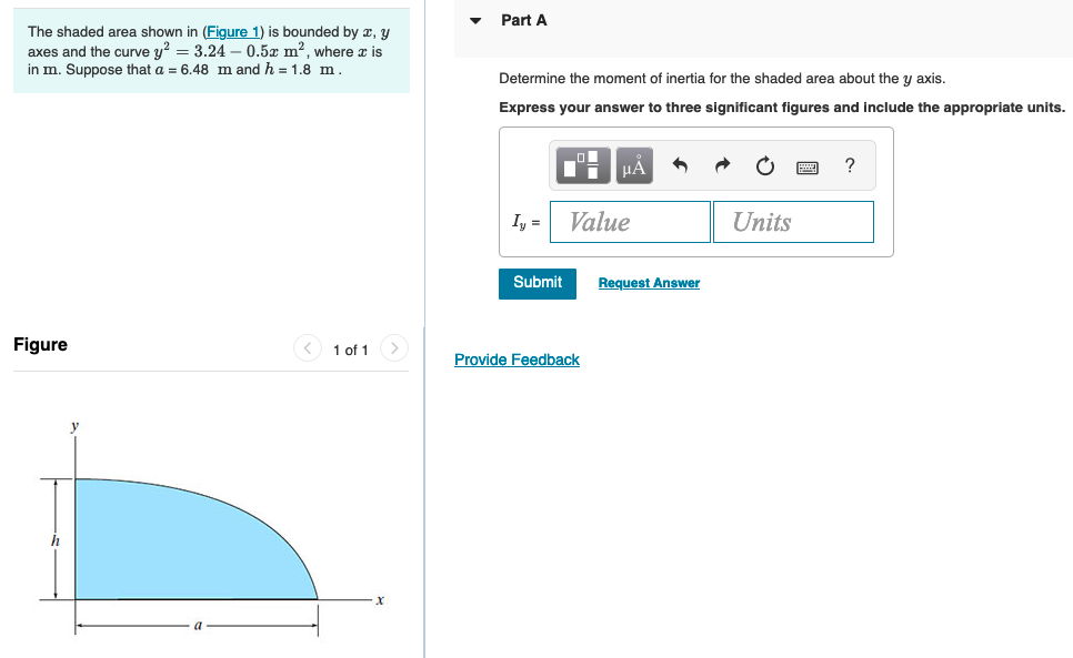 Solved Part A The shaded area shown in (Figure 1) is bounded | Chegg.com