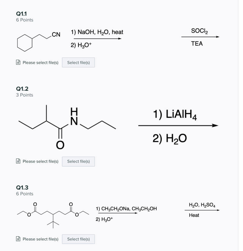 Solved Q1.1 6 Points 1) NaOH, H2O, heat CN SOCI2 2) H3O+ TEA | Chegg.com