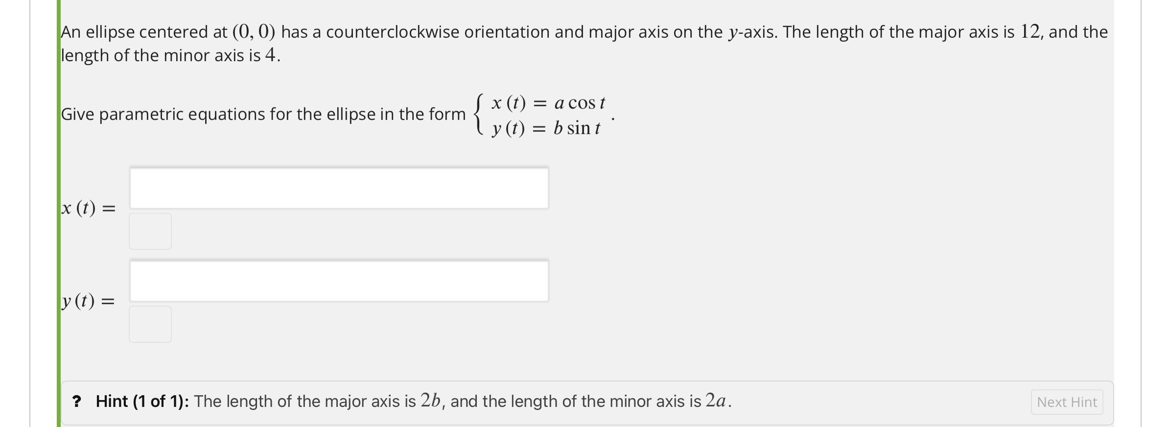 Solved An ellipse centered at (0,0) has a counterclockwise | Chegg.com