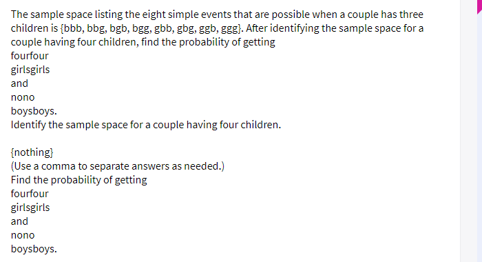 Solved The sample space listing the eight simple events that | Chegg.com
