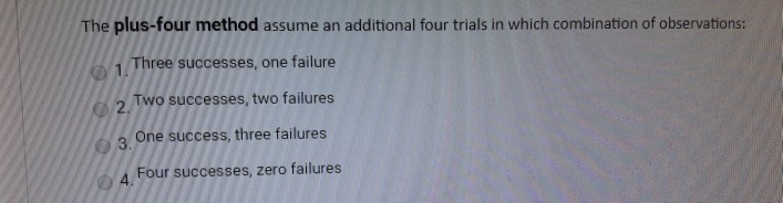 Solved The plus-four method assume an additional four trials | Chegg.com