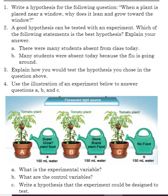 Solved 1. Write a hypothesis for the following question: | Chegg.com