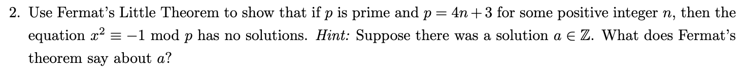 Solved 2. Use Fermat's Little Theorem to show that if p is | Chegg.com