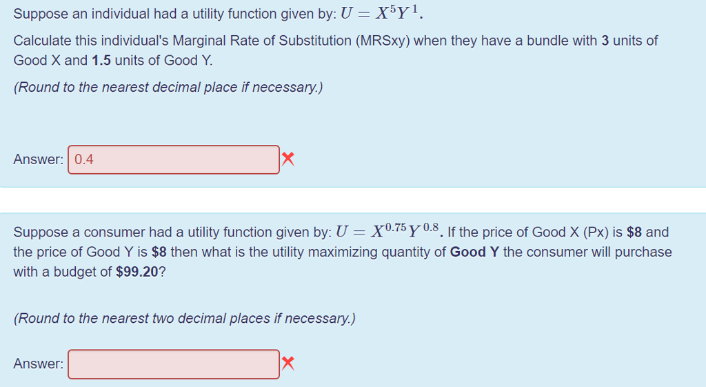 Solved Suppose an individual had a utility function given | Chegg.com
