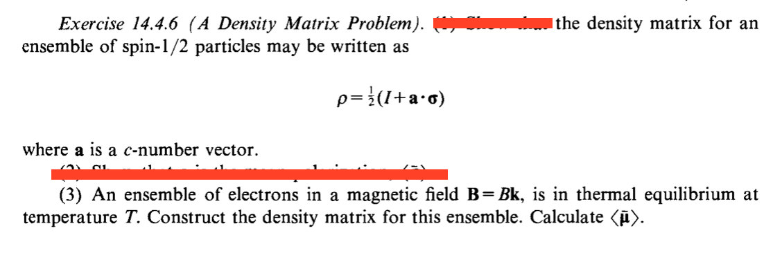 Solved Ithe density matrix for an Exercise 14.4.6 (A Density | Chegg.com