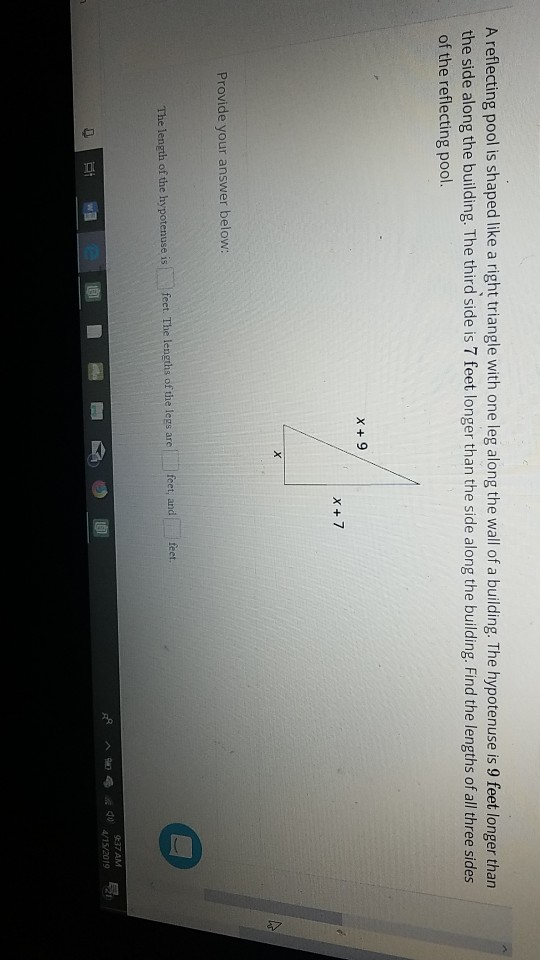 Solved A reflecting pool is shaped like a right triangle | Chegg.com