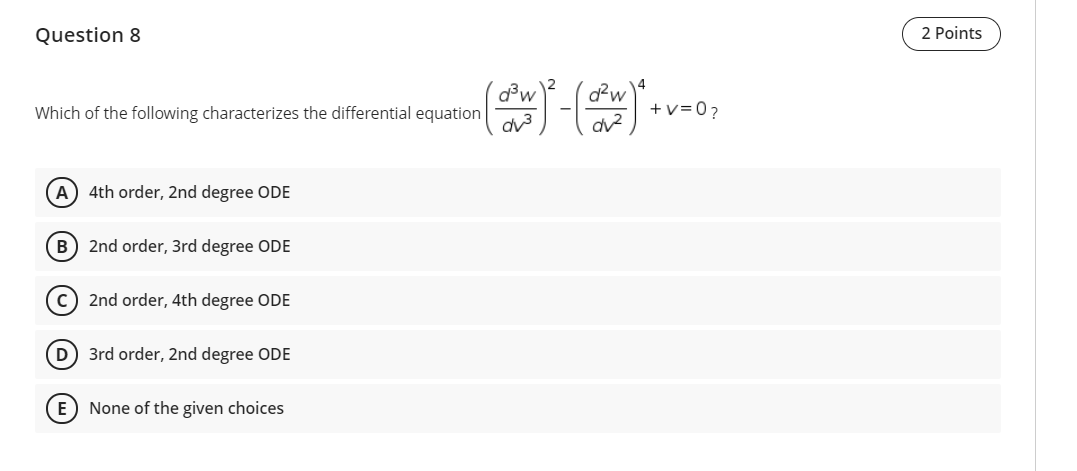 Solved Question 7 2 Points Given a differential equation | Chegg.com
