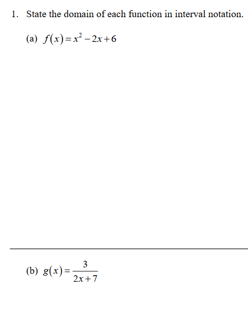 Solved State the domain of each function in interval | Chegg.com