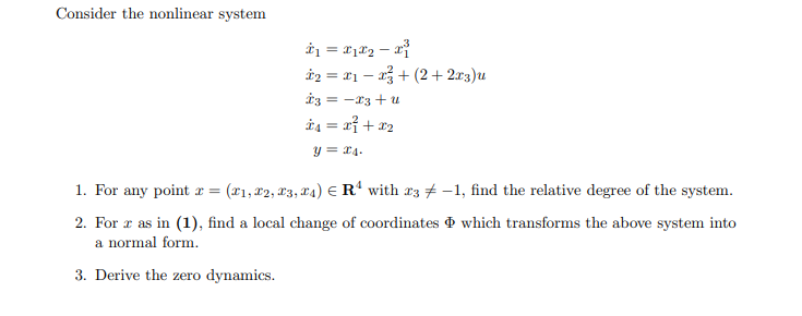 Solved Consider the nonlinear system | Chegg.com
