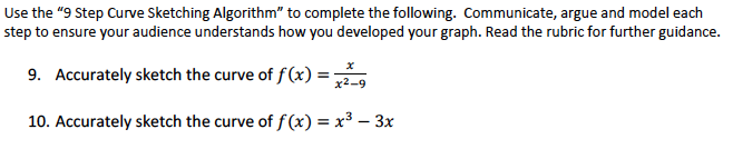 Solved Use the "9 Step Curve Sketching Algorithm" to | Chegg.com