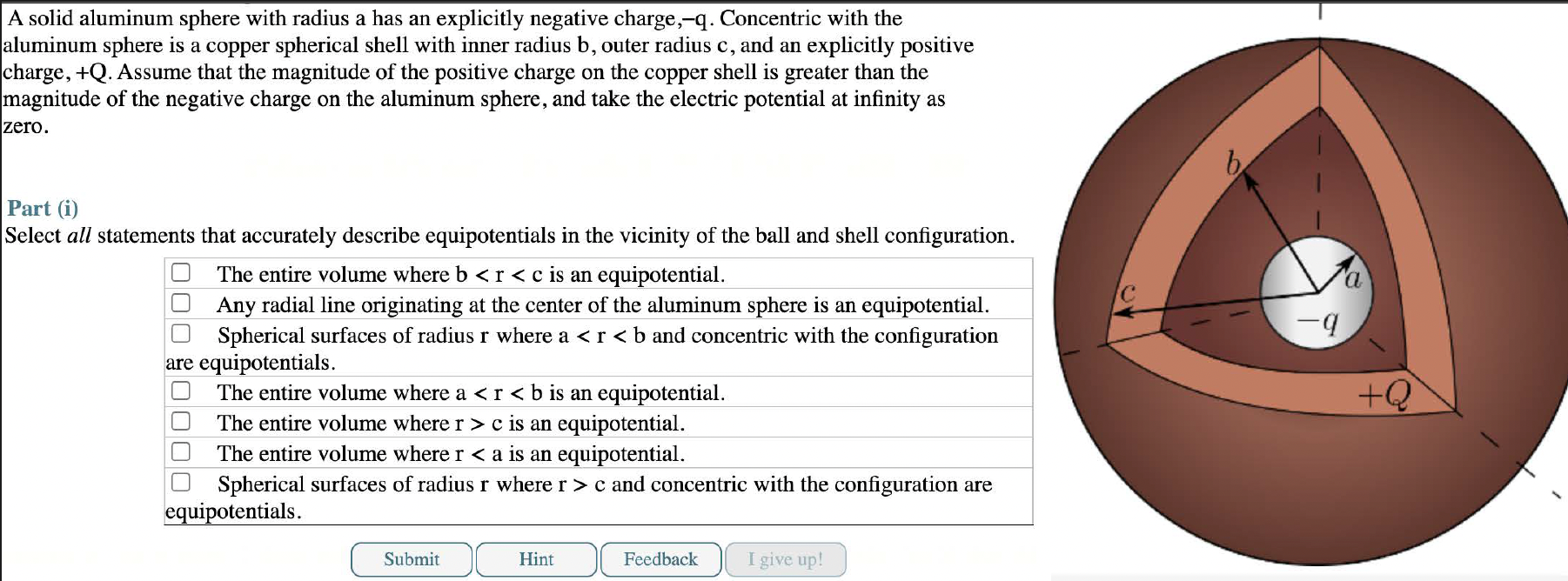 Solved A solid aluminum sphere with radius a has an | Chegg.com