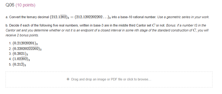 Solved Q06 (10 points) a. Convert the ternary decimal | Chegg.com