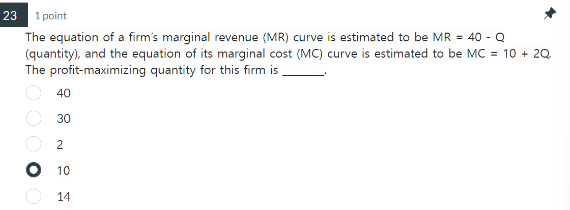 Solved The equation of a firm's marginal revenue (MR) curve | Chegg.com