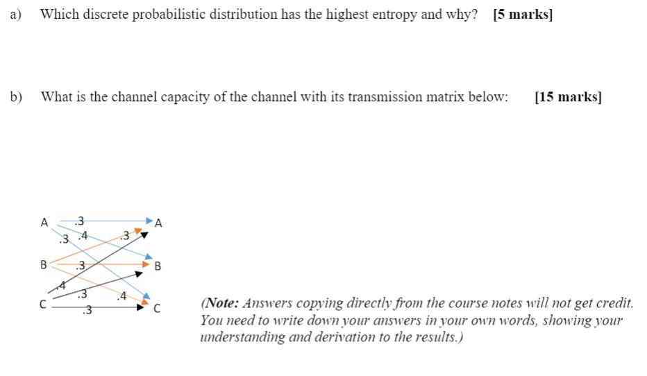 Solved a) Which discrete probabilistic distribution has the | Chegg.com
