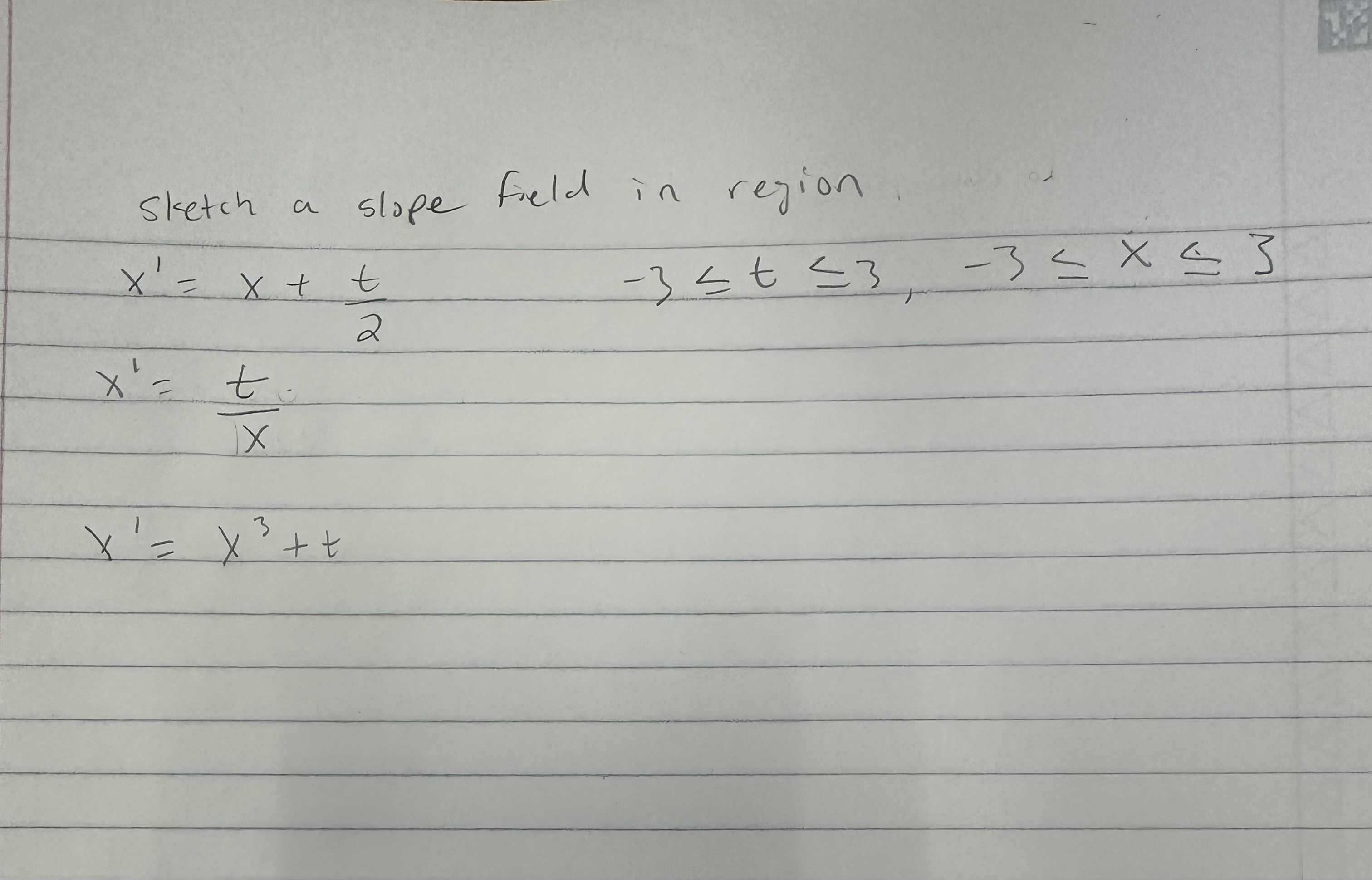 Solved sketch a slope field in | Chegg.com