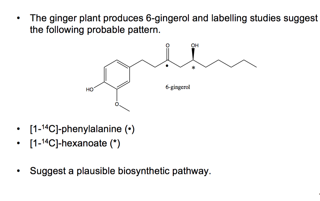 Solved The ginger plant produces 6-gingerol and labelling | Chegg.com