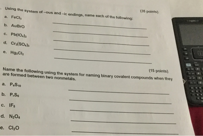 Solved (35 points) Using the system of-ous and -ic endings, | Chegg.com