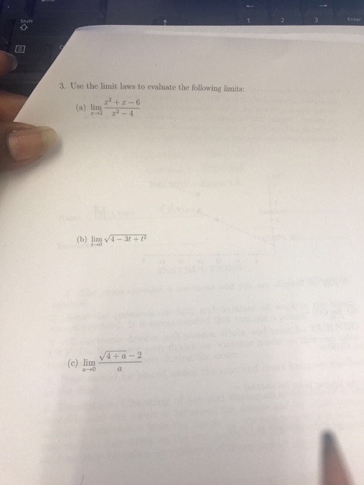 Solved Use the limit laws to evaluate the following limits: | Chegg.com